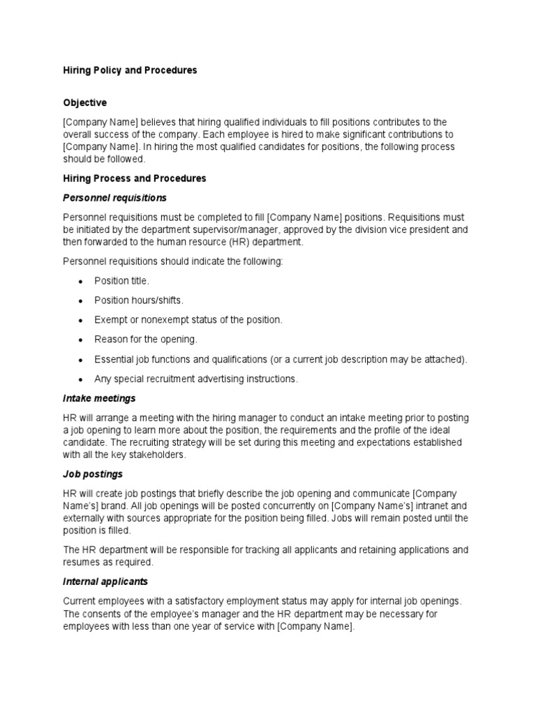 Hiring Policy and Procedures Overview | PDF | Background Check ...