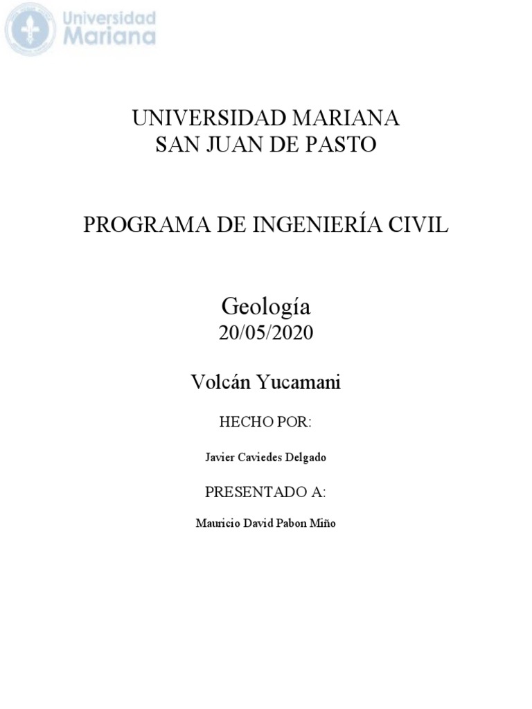 Volcan Yucamani | PDF | Volcán | Tipos de erupciones volcánicas