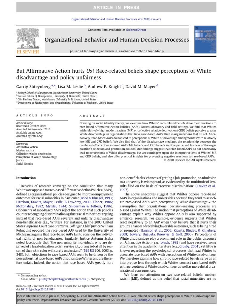 Organizational Behavior and Human Decision Processes | PDF ...