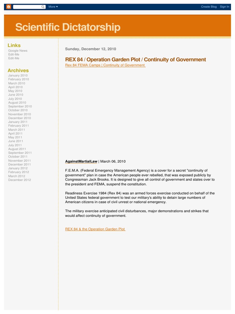 REX 84 - Operation Garden Plot - Continuity of Government | PDF ...