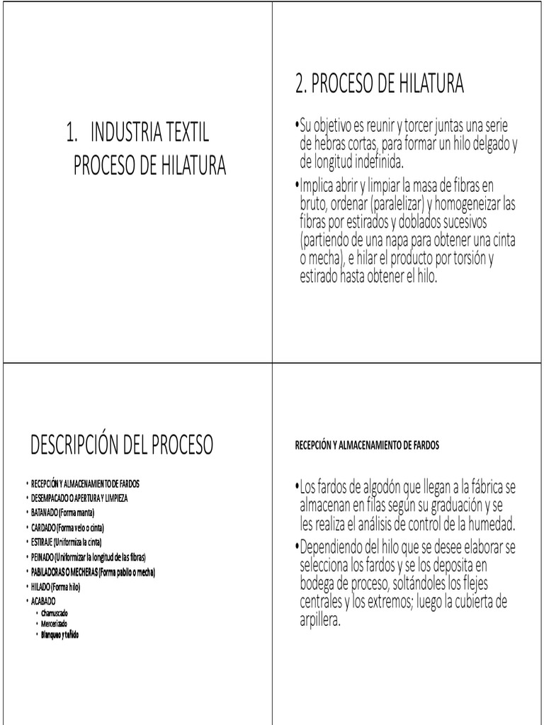 Clase3 TEXTIL PROCESO DE HILATURA | Descargar gratis PDF | Materiales ...