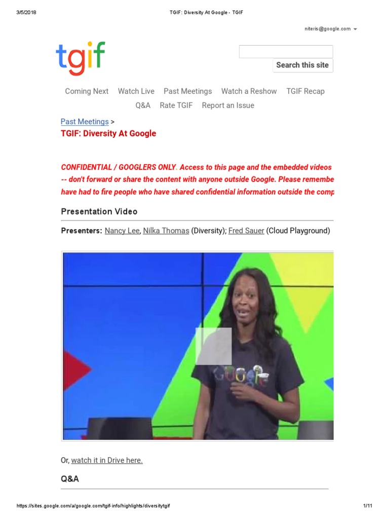 TGIF - Diversity at Google - TGIF | PDF | Immigration | Business