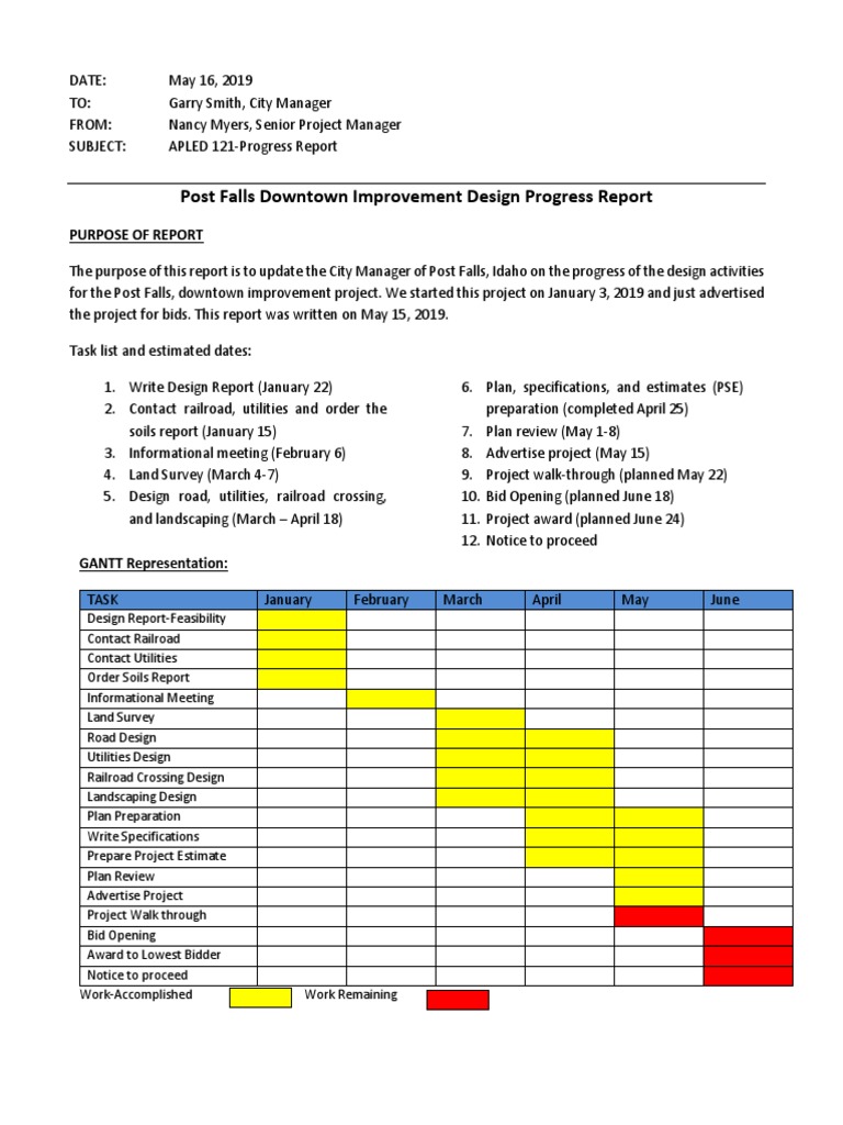 Progress Report Example-Construction Project-2 | PDF | Business | Transport