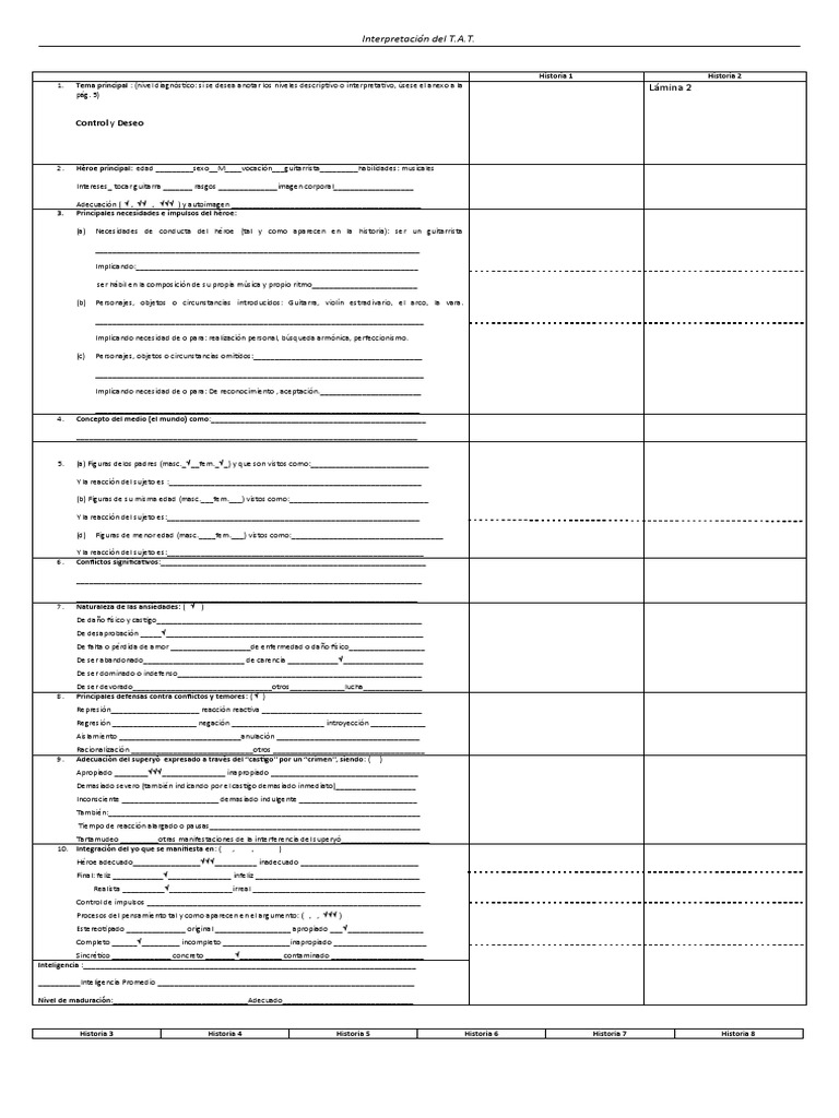 TAT. Hoja de Vacio de Respuestas | PDF | Science | Ciencia humana