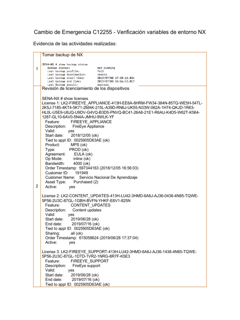 Verification of Environment Variables on NX Device C12255 - Emergency ...