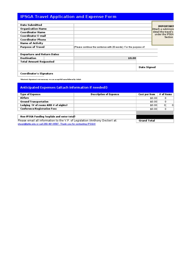 IPSGA Travel Application Form | PDF | Government | Business