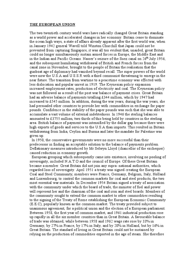 The European Union | PDF | United Kingdom | European Union