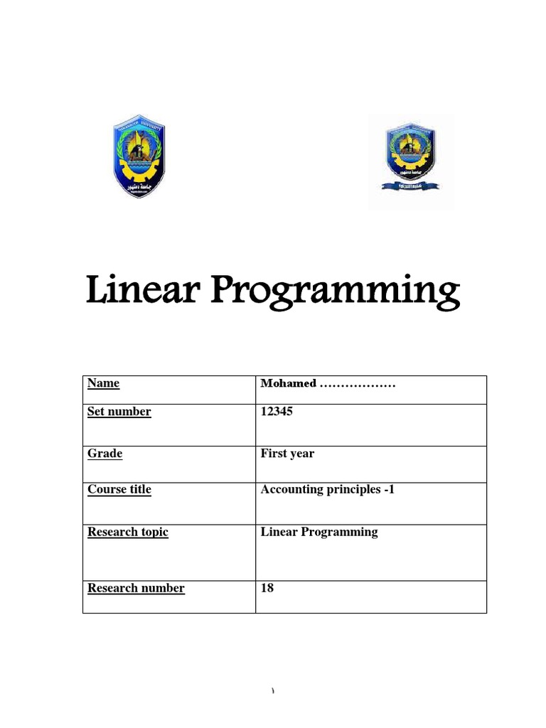 Research Example Form | PDF | Linear Programming | Mathematical ...