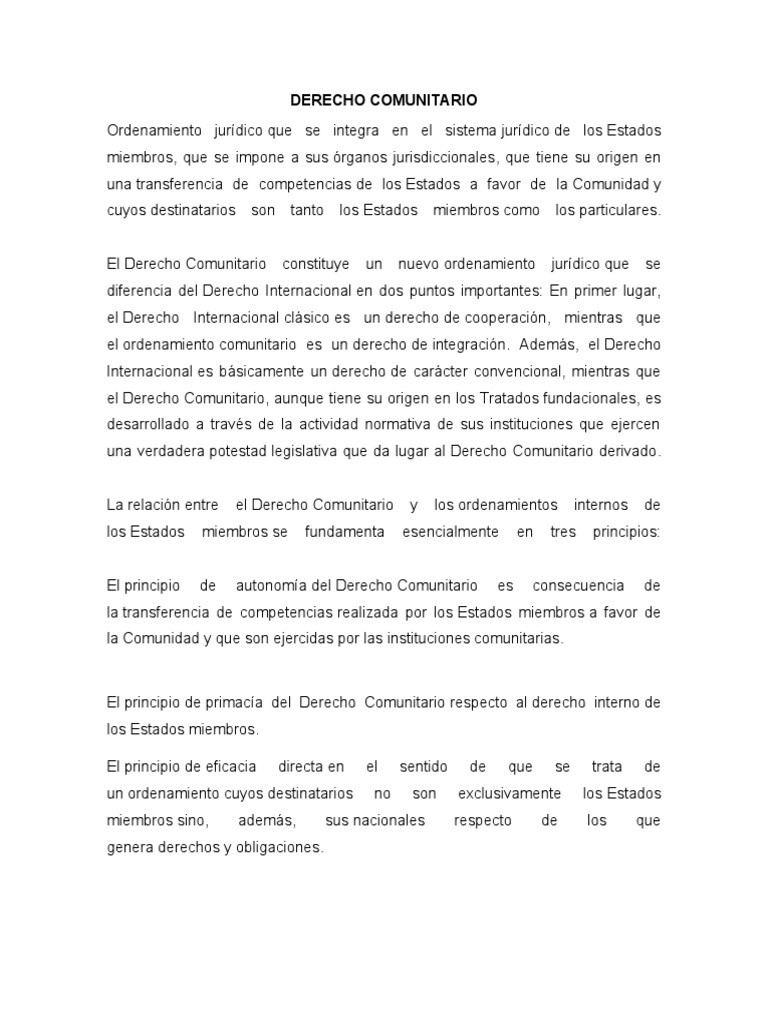 Fundamentos del Derecho Comunitario | PDF | Ley de la Unión Europea ...