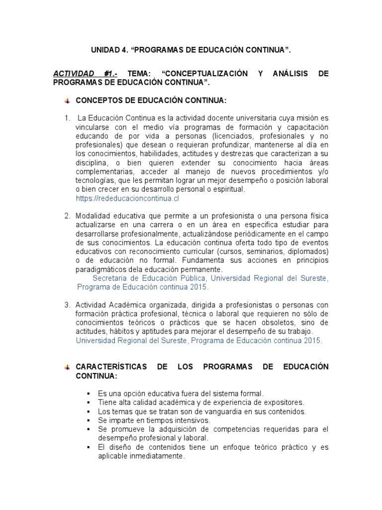 Programas de Educación Continua. | PDF | Educación continua | Enfermería