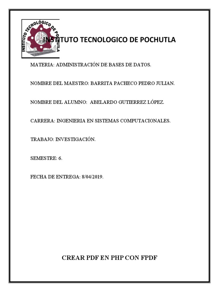 Crear PDF en PHP Con FPDF | PDF | Servidor web | Internet y web