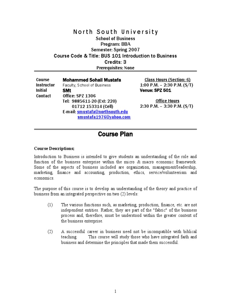 Course Outline - Introduction To Business | PDF | Test (Assessment ...