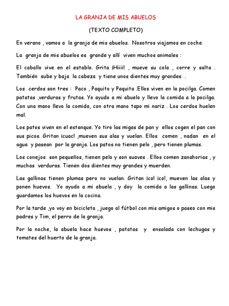 La granja de mis abuelos | PDF | ensalada | Pollo
