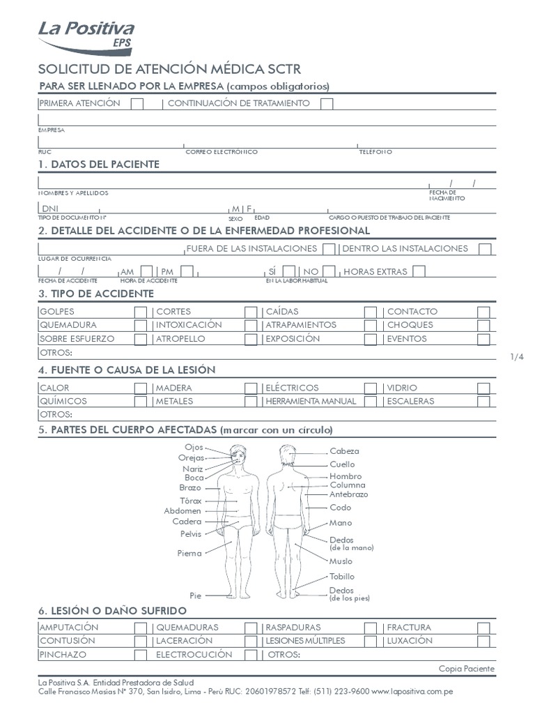 Solicitud Atencion Salud SCTR PDF | PDF | Diagnostico medico | Especialidades Medicas