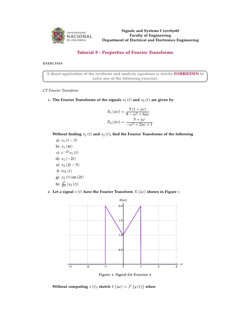 Tutorial 8 - Properties of Fourier Transforms (Exercises) | PDF ...