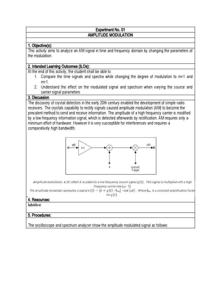Amplitude Modulation | PDF | Modulation | Electronics