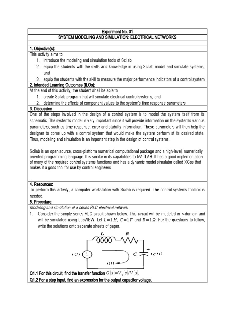 Experiment 1 | PDF | Electrical Network | Simulation