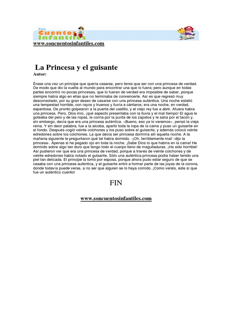 La Princesa y el Guisante: Cuento Completo | PDF