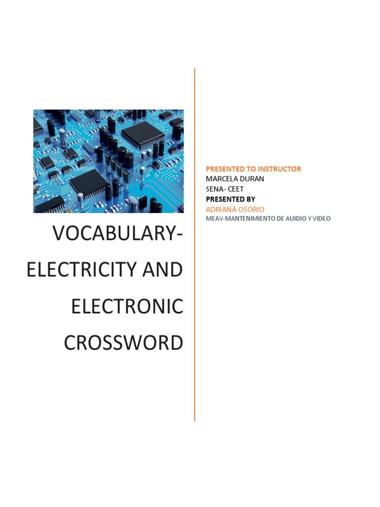 Vocabulary-Electricity and Electronic Crossword: Presented To ...