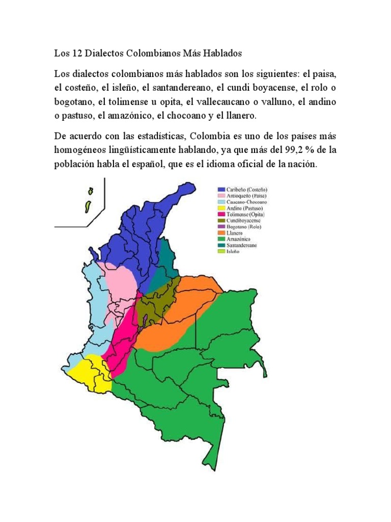Los 12 Dialectos Colombianos Más Hablados | PDF | Semiótica ...