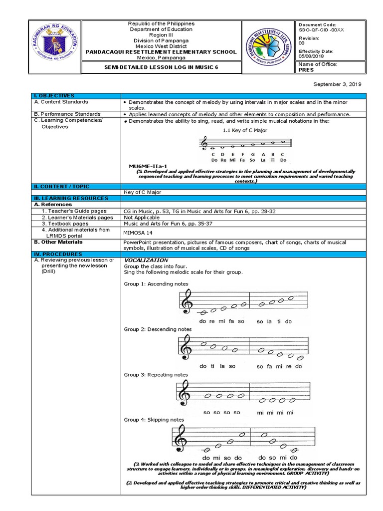 Pandacaqui Resettlement Elementary School Semi-Detailed Lesson Log in ...