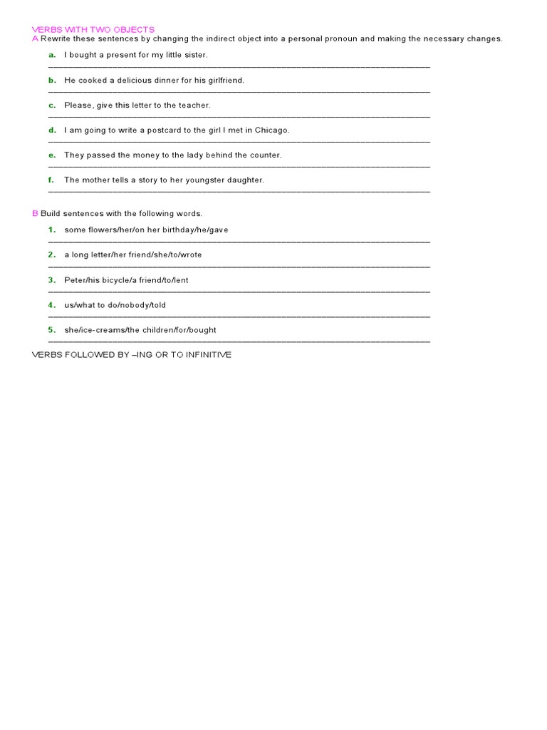 Verbs With Two Objects | PDF