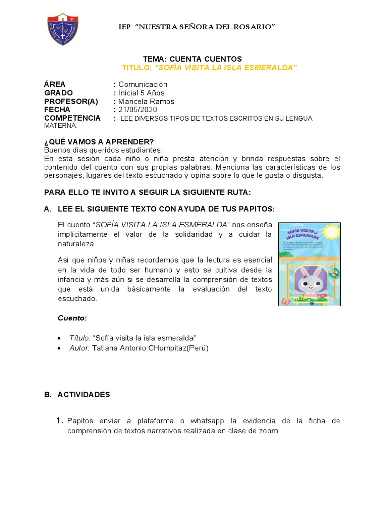 Guia de Actividad Del Area de Comunicacion Cuenta Cuentos | PDF