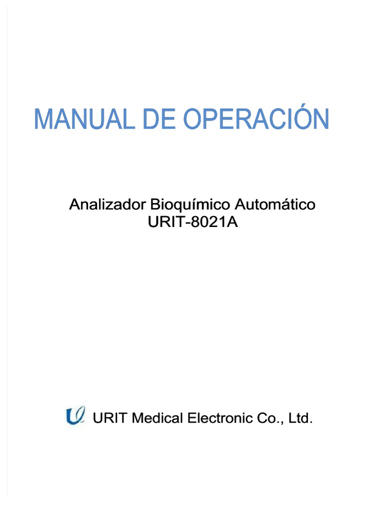 Manual de Operacion URIT-8021A | PDF | Contraseña | Calibración