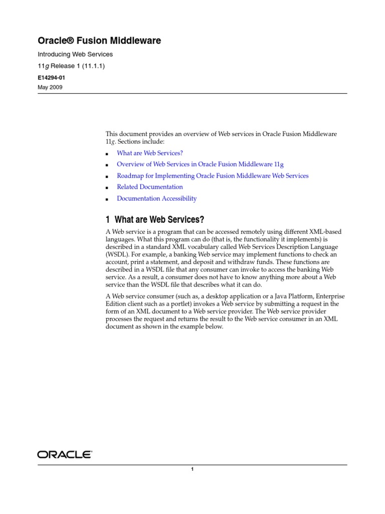 Oracle® Fusion Middleware: Introducing Web Services 11g Release 1 (11.1 ...