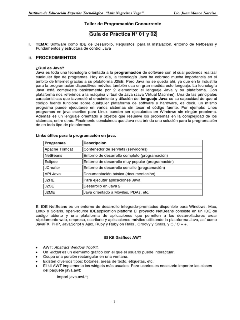 Desarrollo de aplicaciones Java básicas con NetBeans | PDF | Entorno de ...