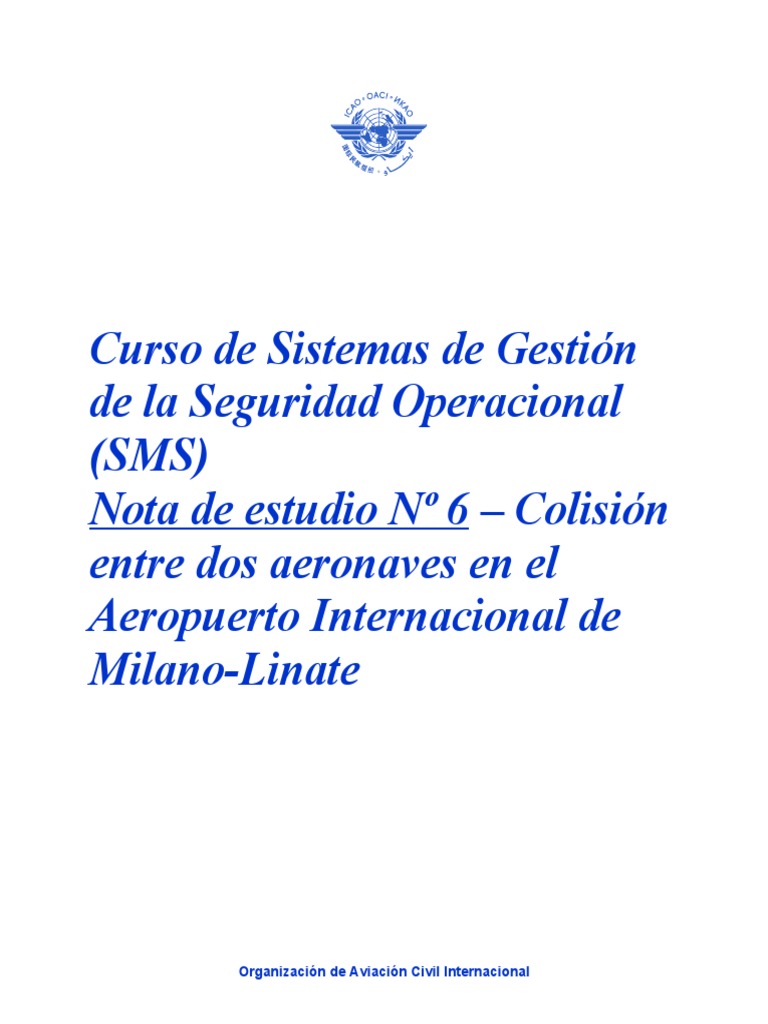 OACI SMS Nota 06 (R13-A) | PDF | Control de tráfico aéreo | Aeropuerto
