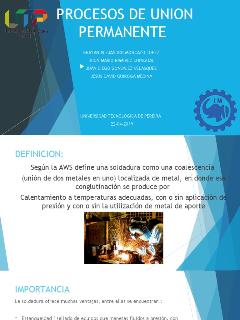 Procesos de Union Permanente | PDF | Soldadura | Soldadura