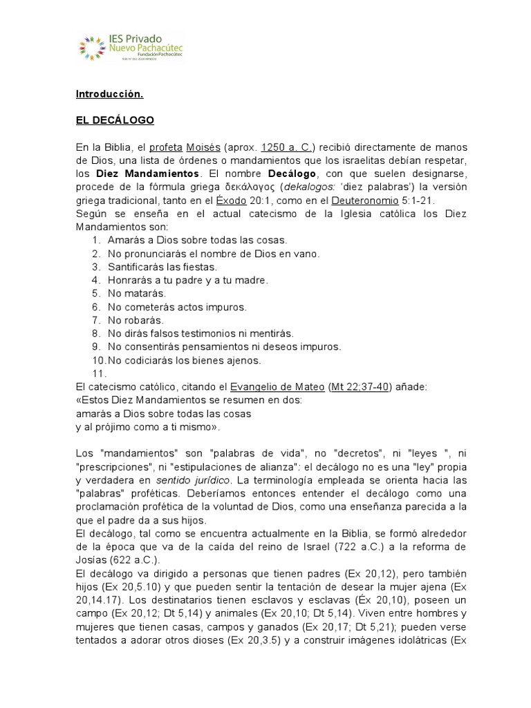 Comprendiendo el Decálogo Católico | PDF | Diez Mandamientos | Pecado