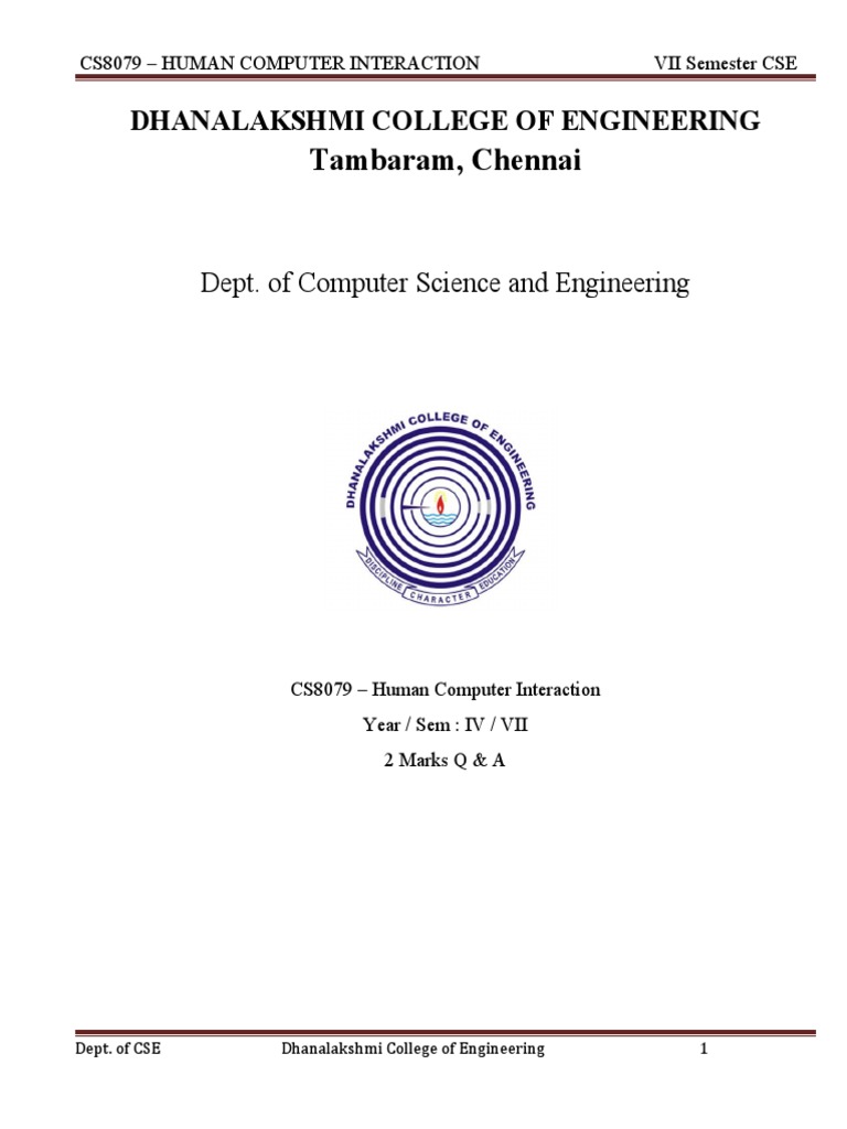 CS8079 - Hci QB Unit 1 | PDF | Human–Computer Interaction | Command ... CS8079 - Hci QB Unit 1 | PDF | Human–Computer Interaction | Command ...