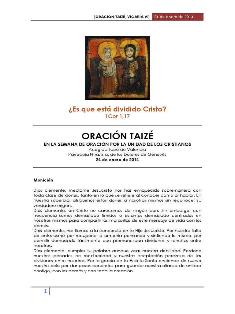 Oración Taizé 2014 | PDF | Oración | Cristo (título)