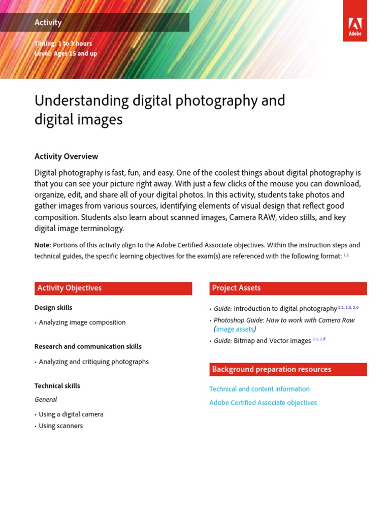 Activity Digital Photography | PDF | Adobe Photoshop | Raw Image Format