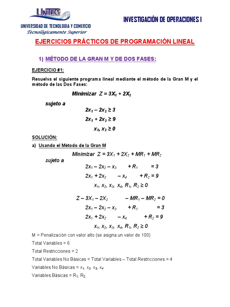 Ejercicios Resueltos de Programación Lineal | PDF | Ecuaciones | Análisis
