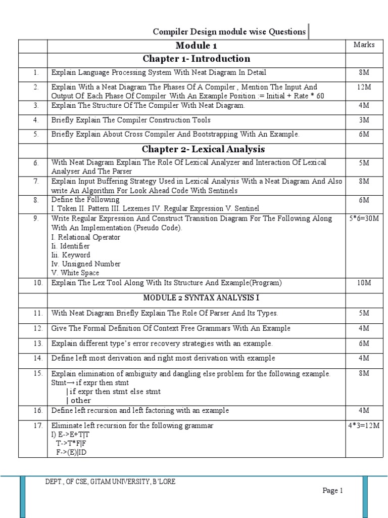 Compiler Design Question Bank Pdf Parsing Syntax Logic