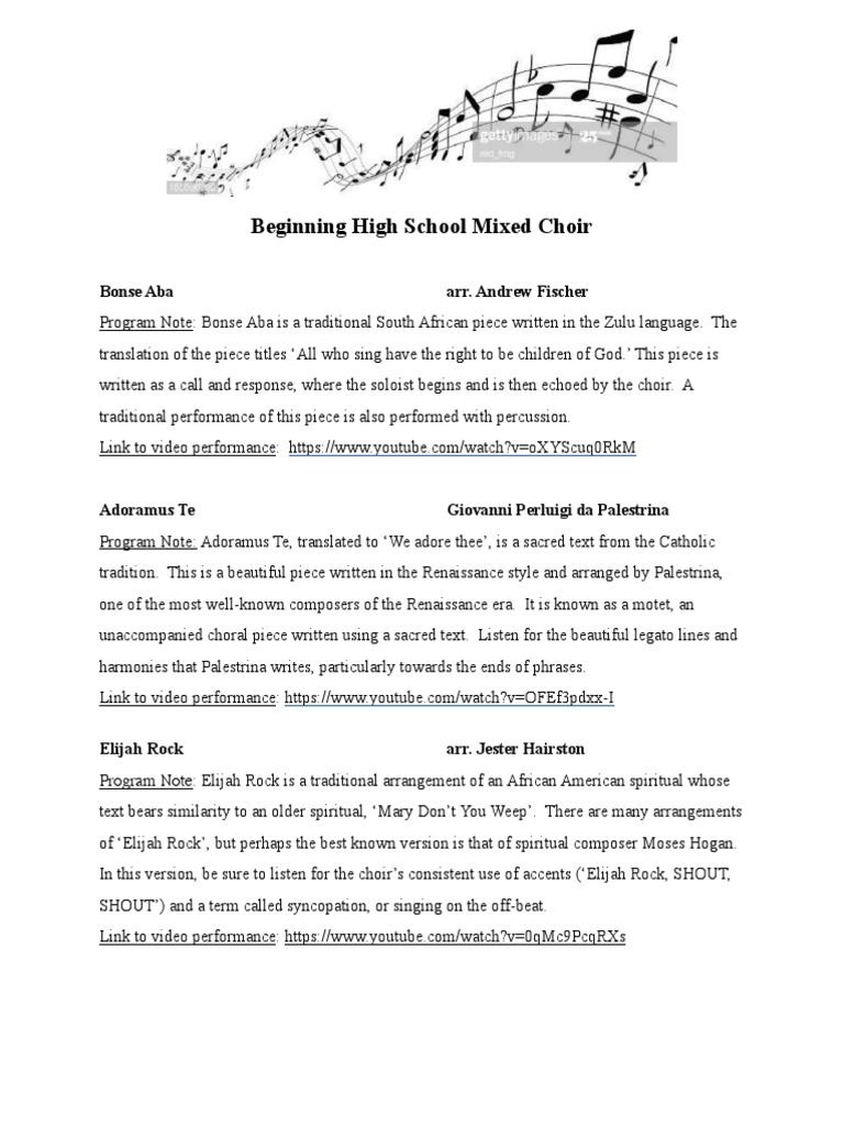 Choral Program Sample | PDF | Choir | Composers