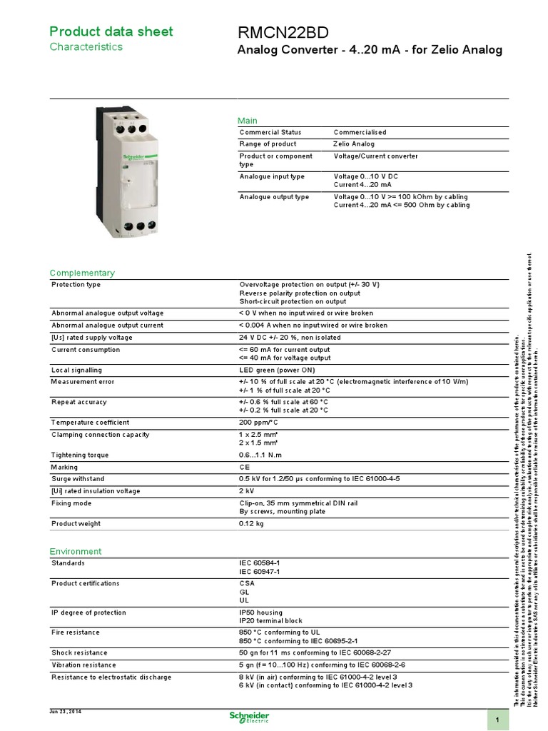 Rmcn22Bd: Product Data Sheet | PDF | Electricity | Electrical Engineering