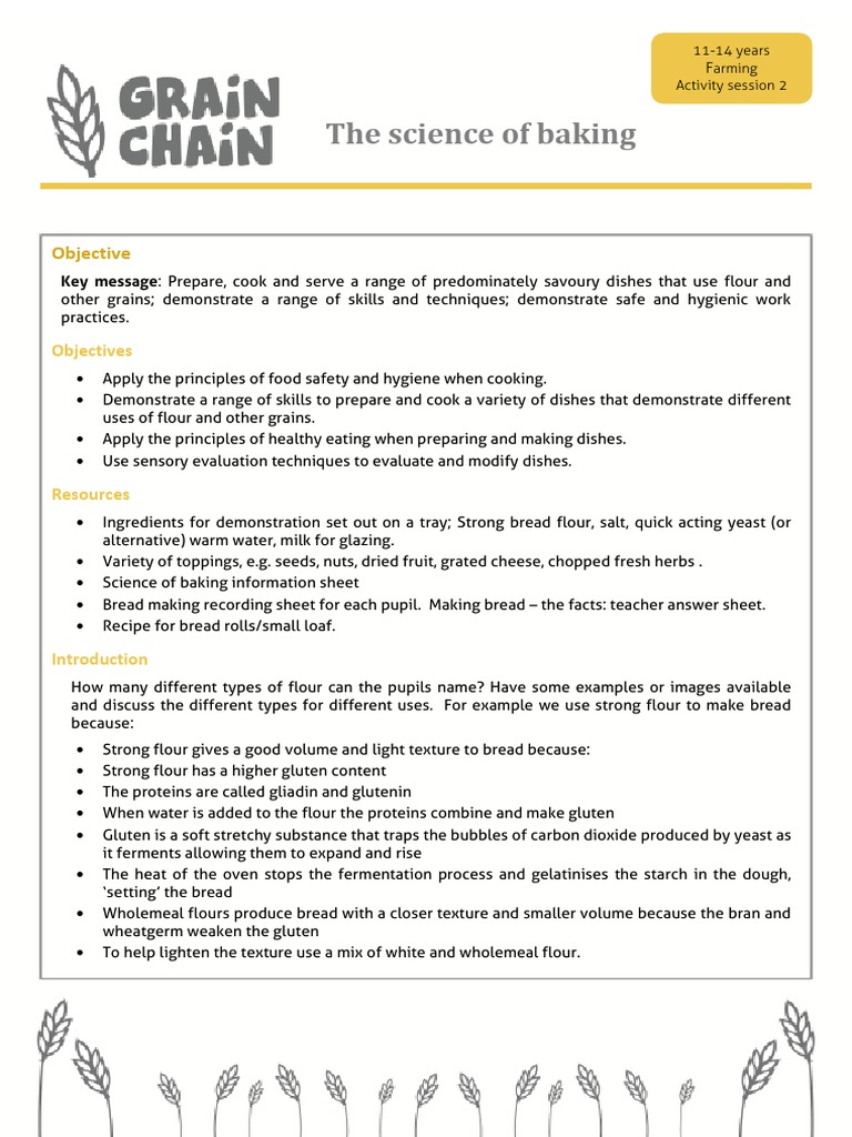 11-14 The Science of Baking Lesson Plan PDF | PDF | Flour | Breads
