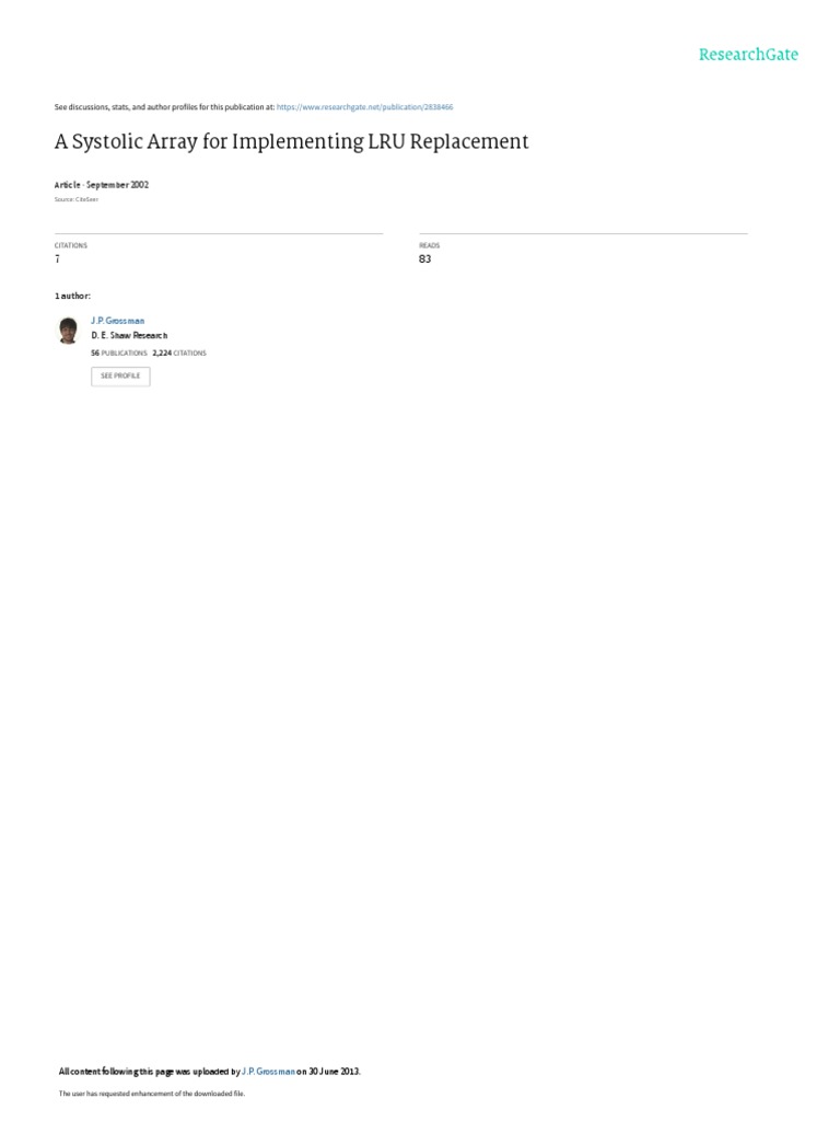 A Systolic Array For Implementing LRU Replacement: September 2002 | PDF | Array Data Structure ...