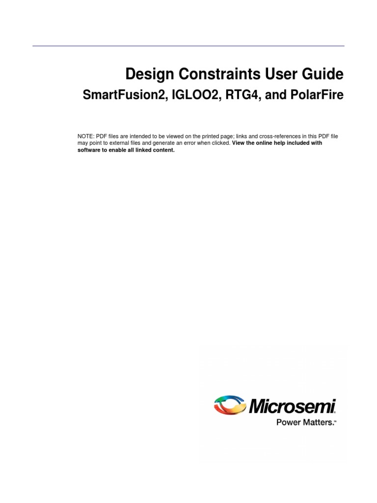 Design Constraints User Guide: Smartfusion2, Igloo2, Rtg4, and Polarfire | PDF | Cmos | Mosfet