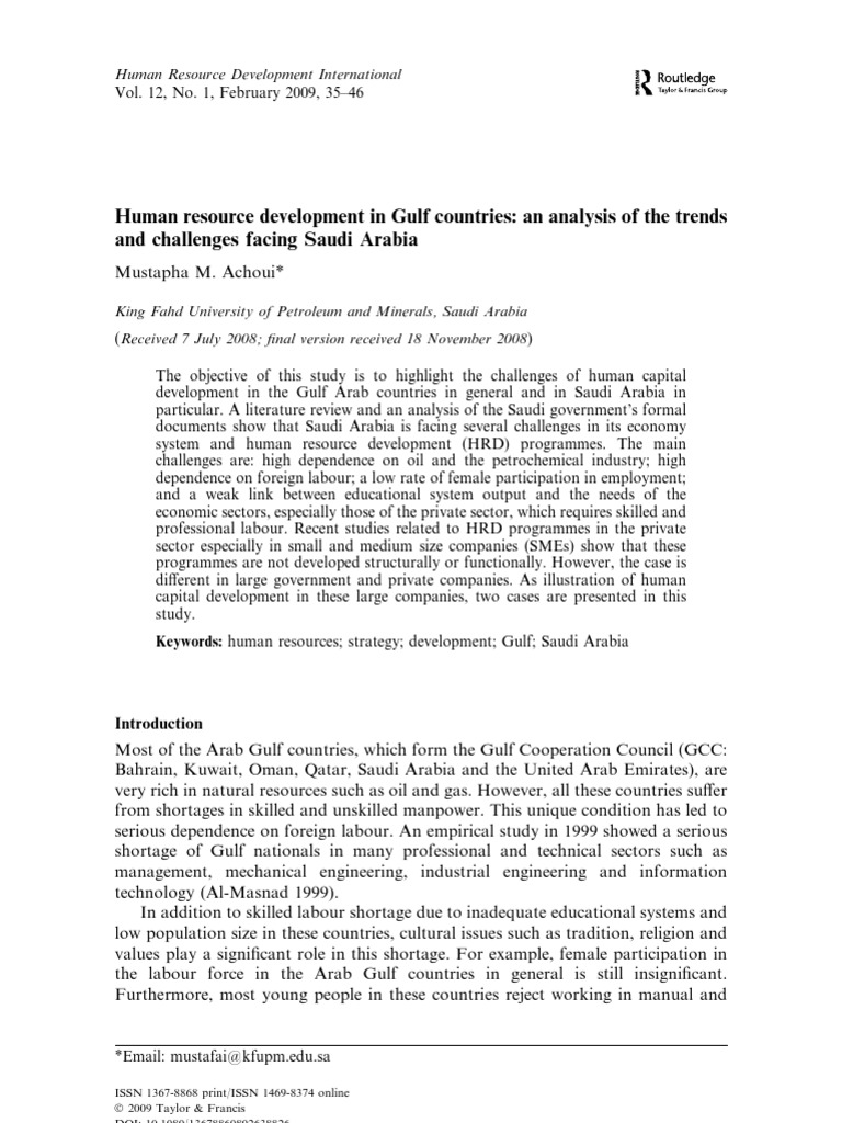 KSA Human Resource Development Challenges | PDF