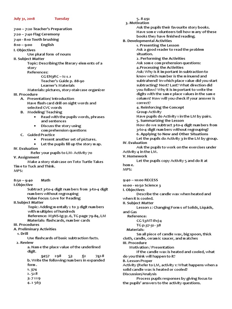 Describing literary elements and subtracting without regrouping | PDF | Subtraction | Reading ...