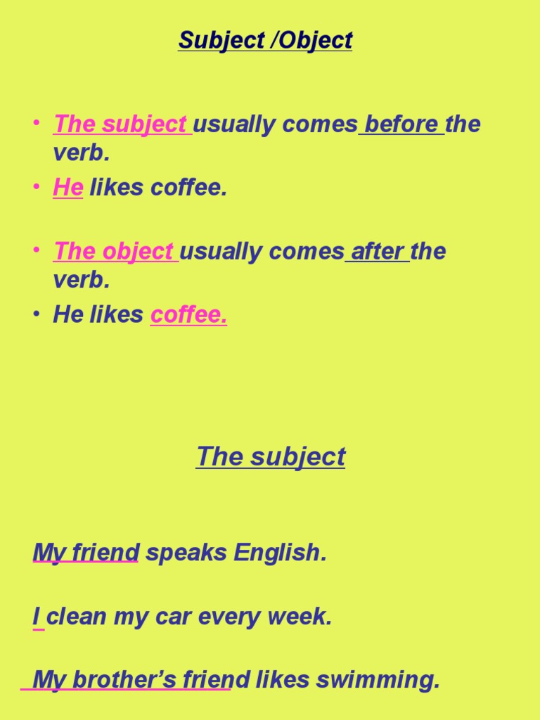 Subject Object Possessive Pronouns | PDF | Verb | Pronoun