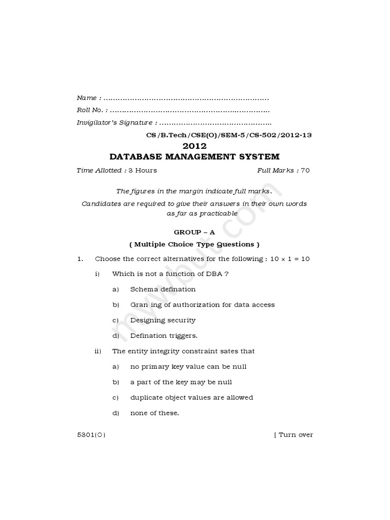 2012 Database Management System Pdf Database Index Databases