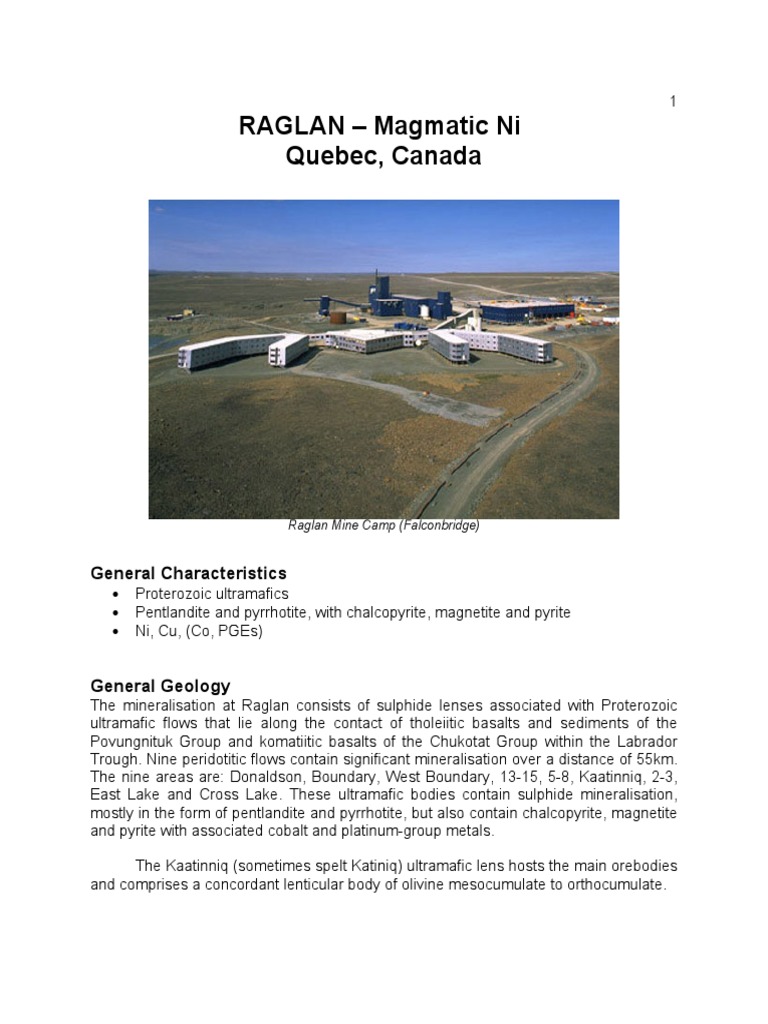 Raglan Mine: Ni-Cu-PGE Geology Overview | PDF | Basalt | Geology