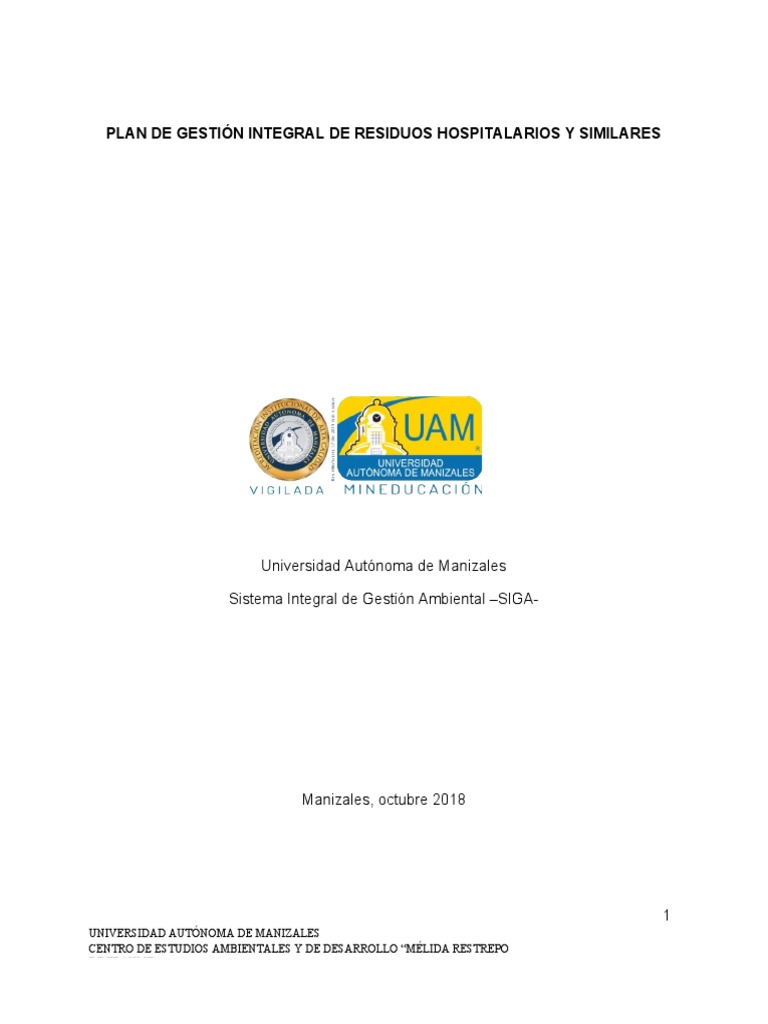 Plan de Gestion Integral de Residuos Hospitalarios y Similares Uam 0 | PDF | Residuos | Gestión ...
