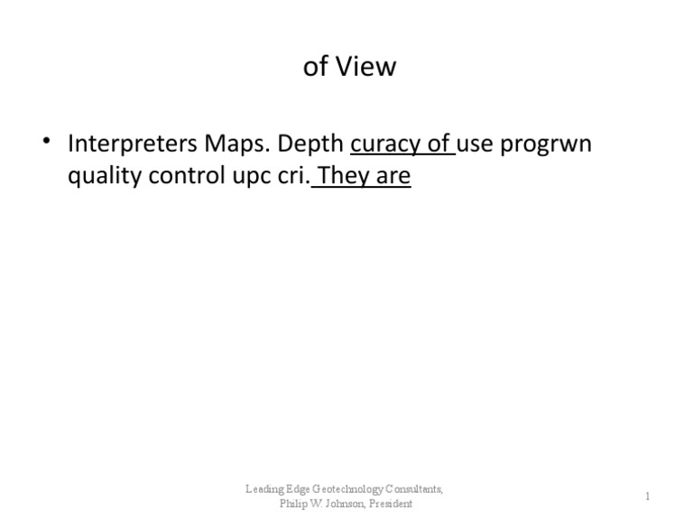 Of View: - Interpreters Maps. Depth Curacy of Use Progrwn Quality ...